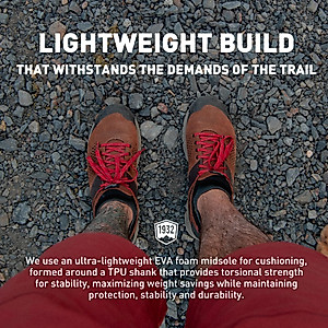 Danner Trail 2650 Hiking Shoes for Men - Durable Suede, Lightweight Textile with Breathable Mesh Lining, Ortholite Footbed, & Vibram Traction Outsole, Brown/Red - 10.5 D