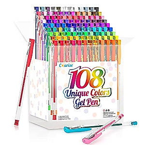 Courise 108 Unique Colors Gel Pens Gel Pen Set For Adult Coloring Books Drawing Painting Writing Doodling