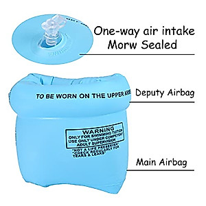 4 Pcs Arm Floaties Inflatable Toddler Baby Swimming Sleeves Rings Arm Bands Water Wings Pool Floats for Kids Adults Childern (Blue)