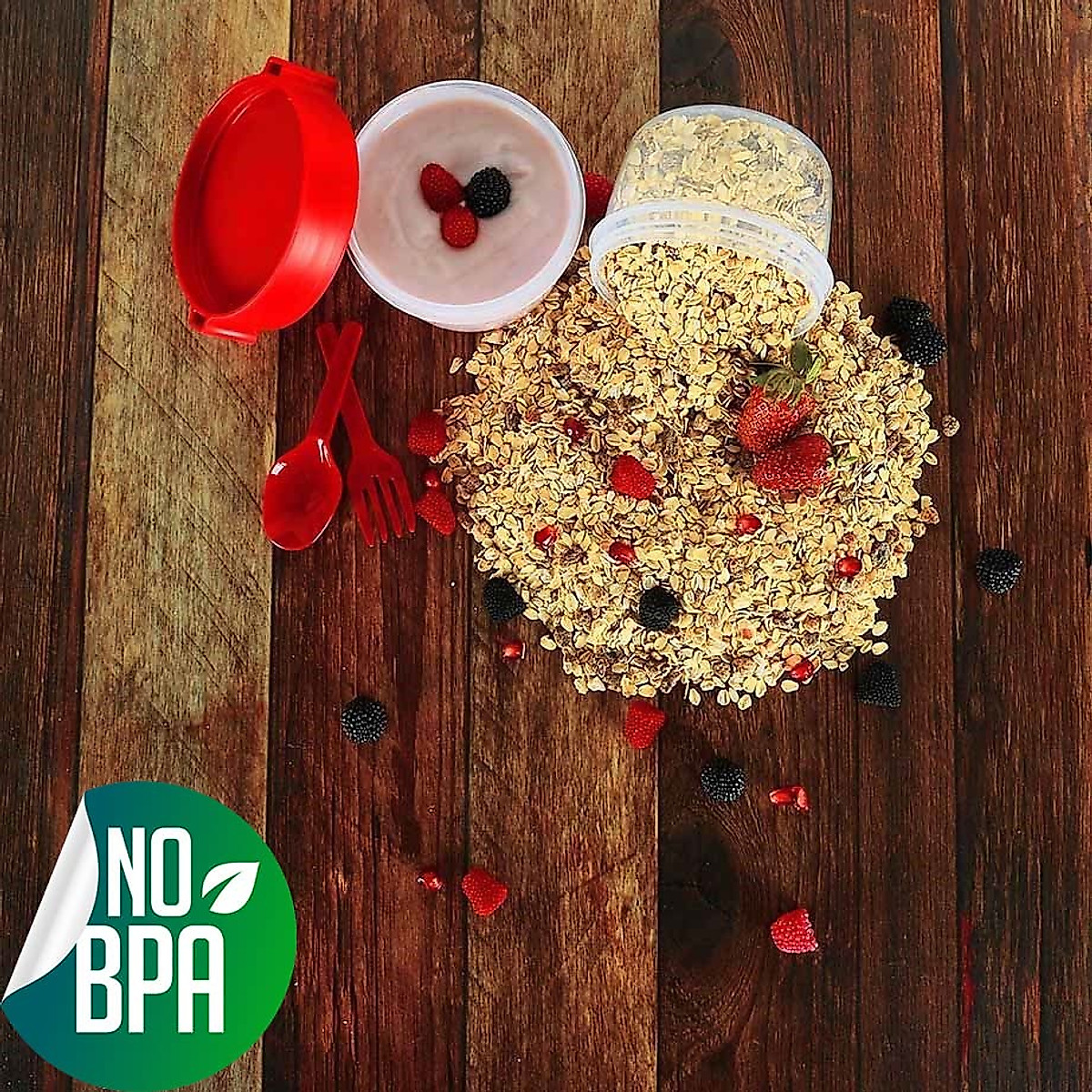 GanoOne On the Go Cups, Take and Go Cup with Topping Cereal or Oatmeal Container, Portable Lux Cereal To-Go Container with Top Lid Granola & Fruit Compartment (Lilac)