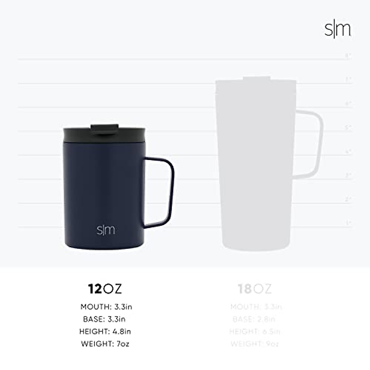 Simple Modern Travel Coffee Cup with Lid and Handle | Reusable Insulated Stainless Steel Iced Coffee Mug Cold Brew Tumbler and Tea Cup | Scout Collection | 12oz | Riptide