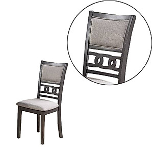 Benjara Fabric Upholstered Dining Chair with Knot Cut Out Back, Set of 2, Gray