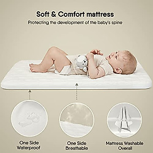 BabyBond Baby Bassinet, 3 in 1 Bassinet Bedside Sleeper with Soft Mattress and Sheet, 6 Height Adjustable Cosleeper Bedside Crib, 4-Sided Mesh Bedside Bassinet for Baby