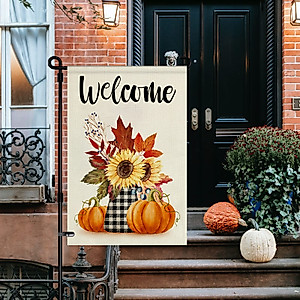 Fall Garden Flag, Fall Decorations For Home Garden Outdoor Flags Farmhouse Decor Welcome Yard Flags, Seasonal Garden Flags Thanksgiving Garden Flag Holiday Outdoor Fall Decor 12×18 Inch