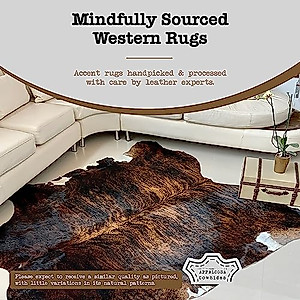 Appaloosa Cowhides Genuine Cowhide Rug - Natural Leather Hide Rugs for Living Room & Area Rug for Bedroom - Real Cowhide Rug for Rustic Home Decor - 6'x8' Dark Brindle Cow Hide Rug Collection