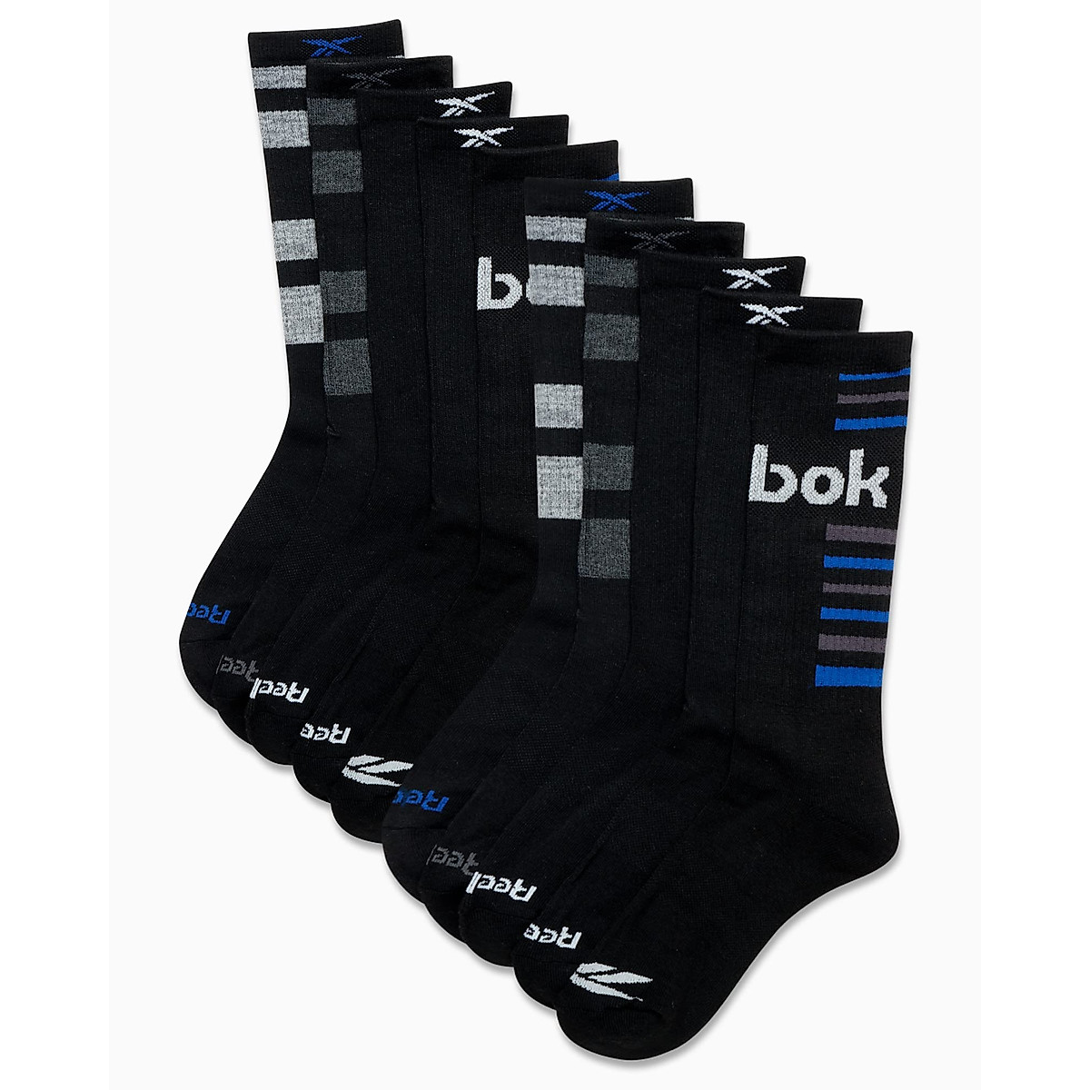 Reebok Men's Crew Socks - 10 Pack Mid-Calf Performance Cushion Comfort Crew Socks - Athletic Socks for Men (6-12.5), Size 6-12.5, Black/Grey Multi