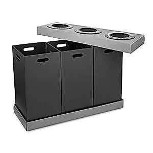 Alpine Industries AdirPro Recycling Center 28 Gallons - Durable Corrugated Plastic Waste/Trash Organizer Ideal for Kitchen Office Hospital (3 Bins)