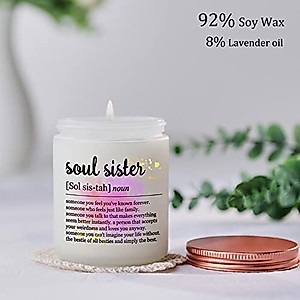 Soul Sister Gifts for Women Lavender Candle Gift to My Soul Sister Friend BFF Colleague Mother's Day Valentine's Day Christmas Gifts for Co-Worker Boss Scented Candle