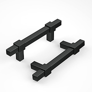 goldenwarm 10 Pack Cabinet Handles Matte Black Cabinet Pulls 3 Inch Hole Center Drawer Pulls Modern Bar Dresser Handles for Bathroom Kitchen Bedroom, Zinc Alloy