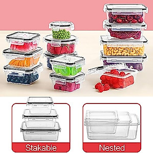 Skroam 36 Pack Food Storage Containers with lids (18 Airtight Kitchen Storage Containers & 18 Lids), Plastic BPA-Free Meal Prep Container for Pantry Organizers and Storage with Free Labels & Marker