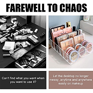 TWUTGAYW Eyeshadow Palette Organizer, Acrylic Clear Make Up Organizers and Storage Holder, Cosmetics Makeup Drawer Organizer for Vanity Bedroom 7 Section BPA Free Vanity Organizers and Storage