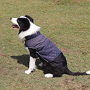 Warm Winter Jacket for Dogs,Reversible Furry Coat with Leash Hole,Puppy Cat Waterproof Reflective Vest Cloth for Cold Weather,Navyblue,XS
