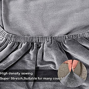 Rosnek Couch Cushion Covers Stretch for Individual Sofa Cushion,Soft Velvet U Shaped Sectional Couch Covers Sofa Slipcover for Seat Cushion Replacement,Large
