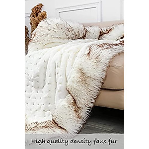 inchgrass Luxury Soft Faux Mink Fur Throw Blanket Shaggy Plush Elegant Comfortable Blanket White Long Hair for Sofa Chair Couch Living Bedding (80"x90", Elizabeth)