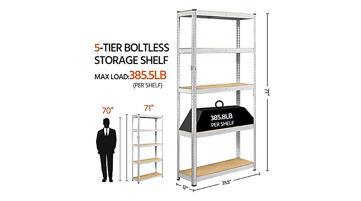 Heavy Duty 5-Tier Utility Shelves - Topeakmart