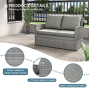Amopatio 4 Pieces Outdoor Patio Furniture Set,Wicker Sectional Sofa Outdoor Patio Set Outdoor Rattan Patio Furniture, Patio Conversation Sets with Cushion, Grey