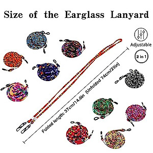 【10 Pieces】Glasses Strap Eyeglasses Holder, Eye Glasses String Strap, Anti-Slip Sunglasses Strap Chain with Hooks, Folk Style Glasses Lanyard Necklace Stylish Eyewear Retainer for Men Women (10pcs)