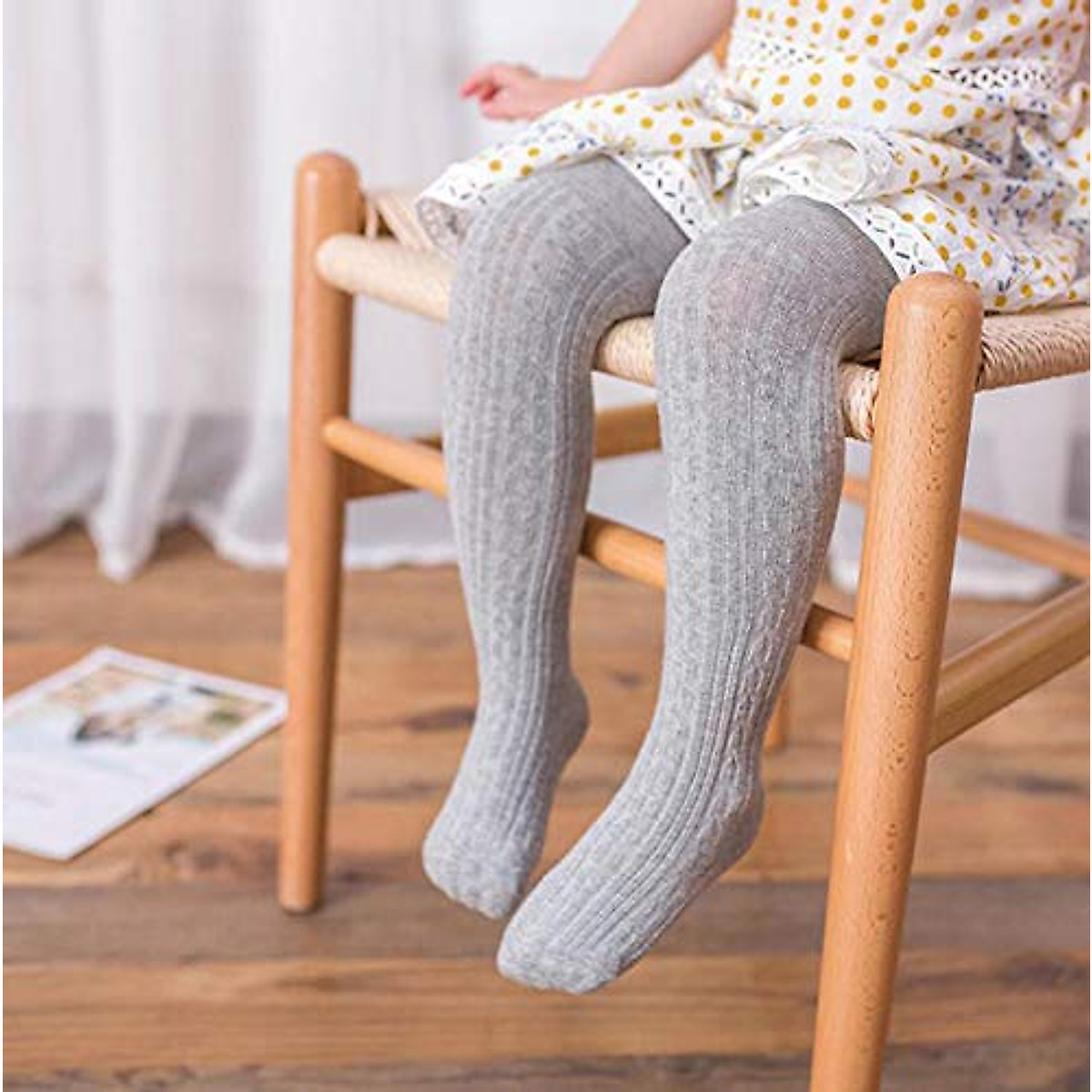 Kaariss 3 Pairs Infant Baby Toddler Girls Tights Toddler Knit Cotton Leggings