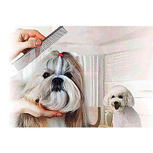 Pettom Pet Steel Grooming Tool Poodle Finishing Butter Comb 7 1/2-inch L
