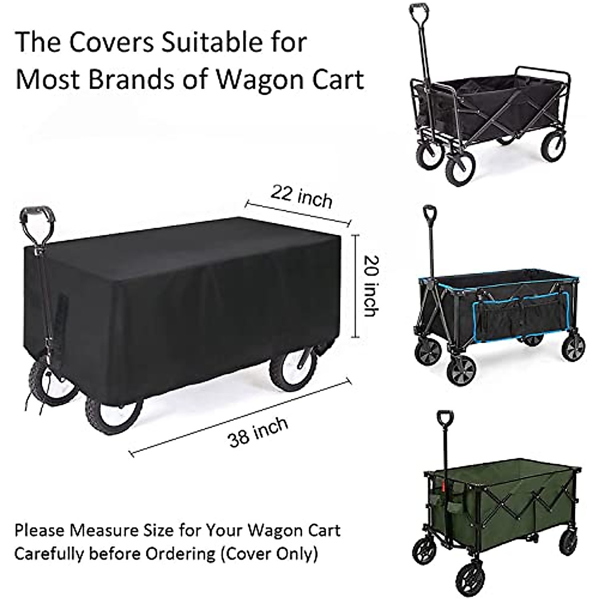 TheElves Collapsible wagon Cover(Only Cover ),Outdoor Folding Garden Wagon Cart Cover Heavy Duty,Waterproof Dustproof UV Resistant Only Cover- 38" L x 22" W x 20" H