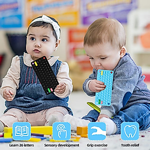Chuya Baby Teething Toys 2 Pack Teether Toys for Babies for Baby 3-6-12-24 months, Chew Toys for Infant Newborn for Baby Keyboard Shape Silicone Teethers, Soothe Babies Sore Gums