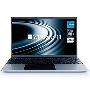 Laptop Computer, Chicbuy 15.6 Inch Laptop with 12GB DDR4 512GB SSD, Quad-Core Intel Celeron N5095 Processors, Pre-installed Windows 11, 1080P IPS FHD Display, USB 3.0, Bluetooth 4.2, 2.4/5G WiFi(Gray)