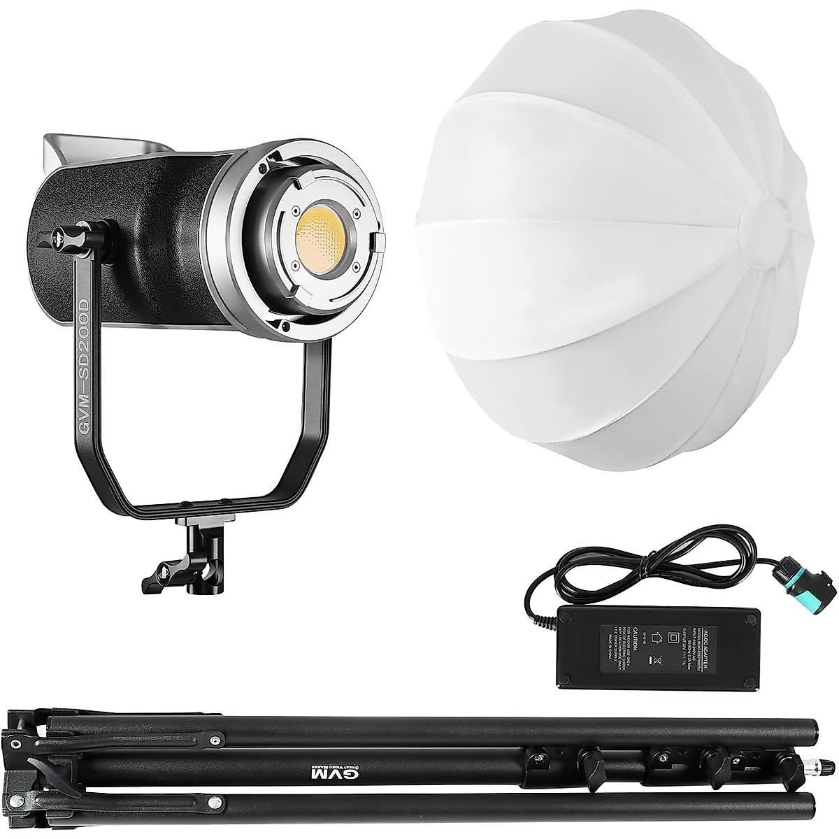 GVM 200W LED Video Light with Lantern Softbox, SD200D Photography Studio Lighting Kit with Bluetooth/DMX Control, 93000lux@0.5m 3200K-5600K Bi-Color Continuous Output Lighting for YouTube