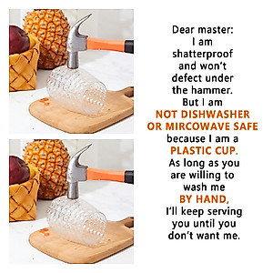 HOMIP Plastic Wine Glasses Stemless Set of 6: 16 oz Whiskey Cocktail and Fruit Juice Drinking Glass - Plastic Cups Unbreakable Reusable & Recyclable for Outdoor Pool Party Wedding