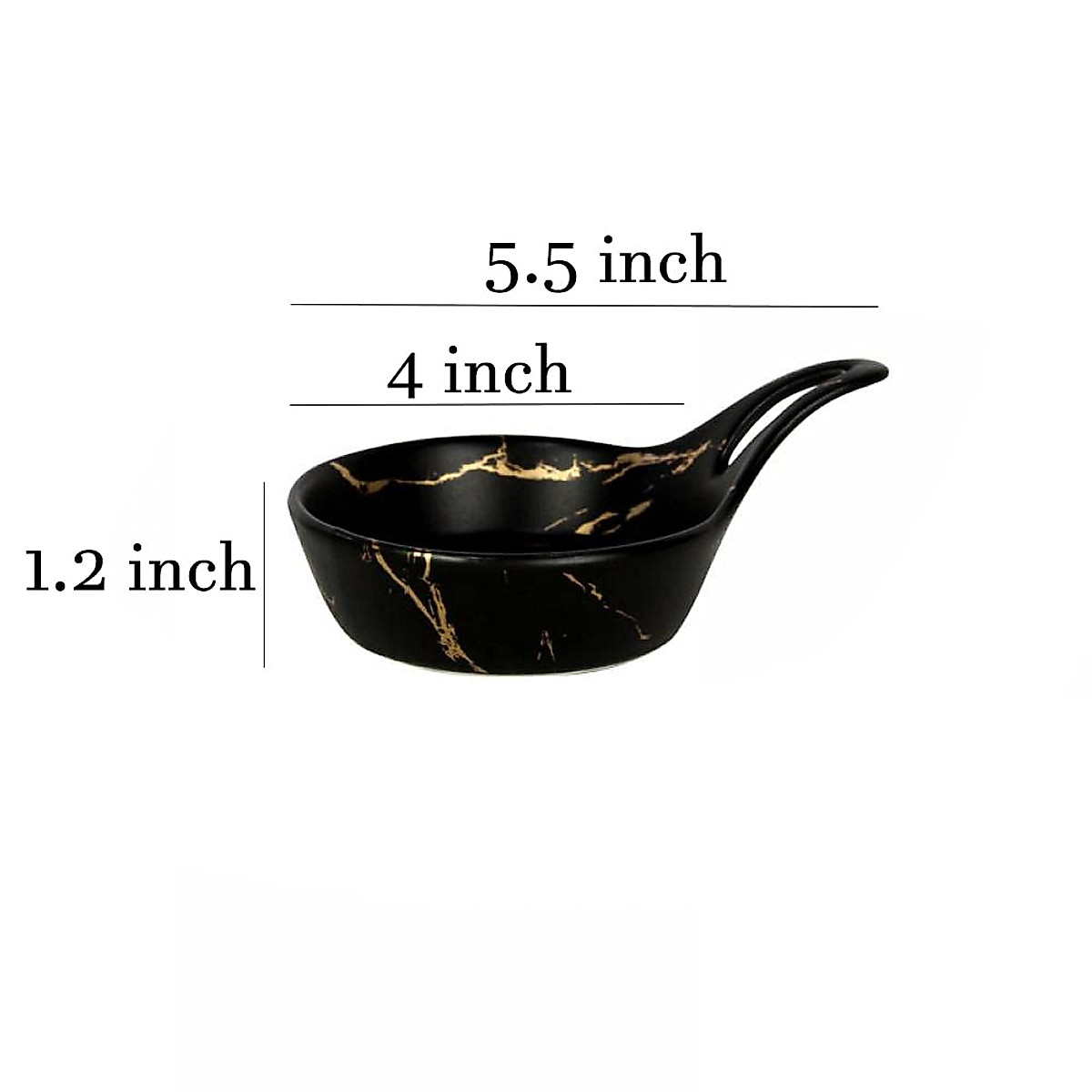 Sizikato 3pcs Porcelain Sauce Dish with Handle, 4-Inch Caviar Dish, Spoon Shape