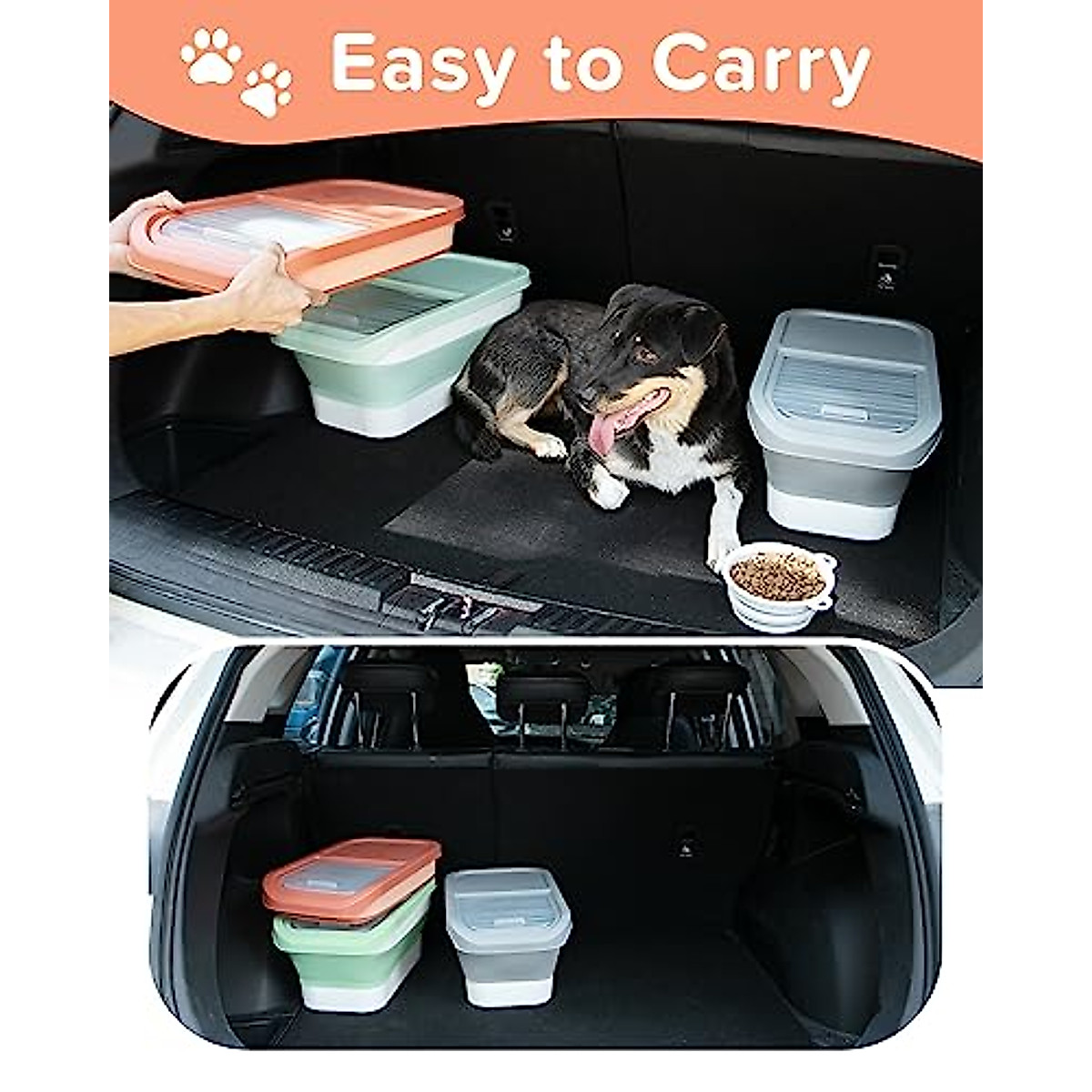 DDMOMMY 10-13 Lbs Dog Food Storage Container, Collapsible Dog Food Container with Sliding Lid, Scoop and Silicone Dog Bowl, Pet Food Storage Containers Dry Food for Dog, Cats and Other Pets (Red)