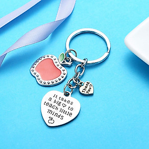 Teacher Appreciation Gift for Women, 3PCs Teacher Keychain Set, Jewelry Gift for Teachers, Birthday Gift for Teacher Gifts From Students (It takes a big heart to teach little minds)