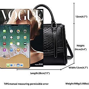 JESSWOKO Black Crocodile Pattern Vegan Leather Handbag Purse for Women Fashion Ladies Shoulder Bag 3 Ways Crossbody Totes Bag