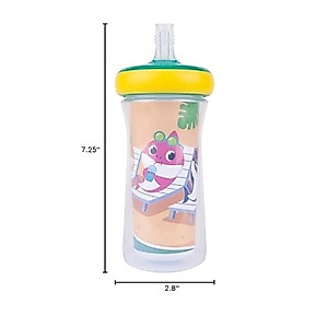 The First Years Pinkfong Baby Shark Insulated Straw Cup - Spill Proof Toddler Straw Cups - Toddler Sippy Cups - 9 Oz - 2 Count