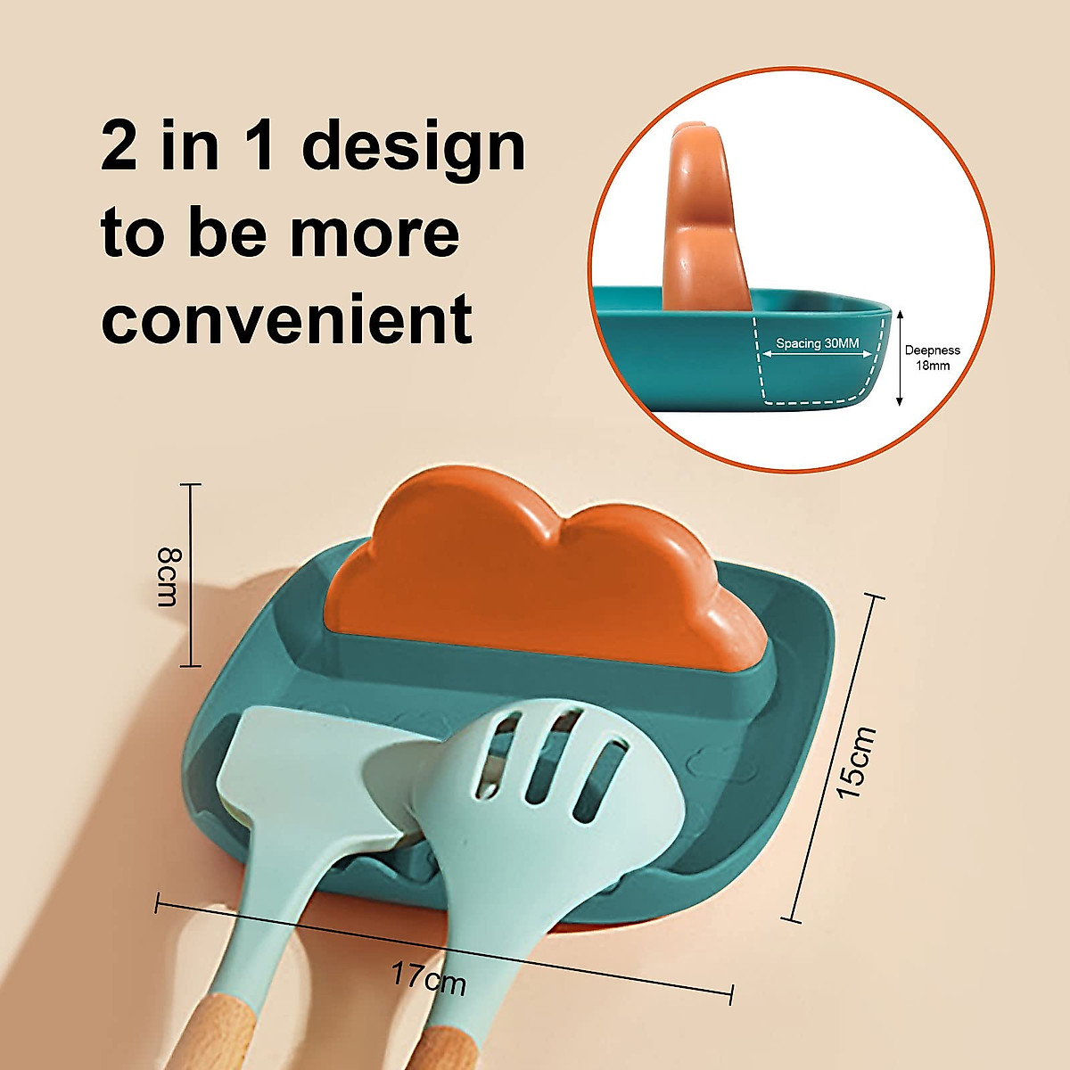 BREENHILL Spoon Rest with Lid Holder,Spoon Rest for Kitchen Counter 2 Pack,Cute Kitchen Gadgets Accessories for Coffee Station Cooking Blue Green