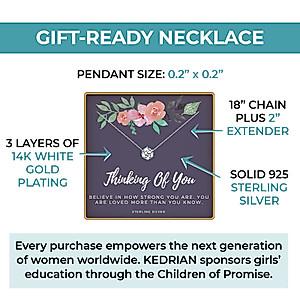KEDRIAN Thinking Of You Necklace, 925 Sterling Silver, Thinking Of You Gifts For Women,Sympathy Gift Pendant Necklaces, Cancer Gifts For Women, Chemotherapy Gifts, Encouragement Gifts For Women