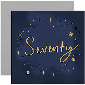 Old English Co. Stars 70th Birthday Card - Stylish Gold Foil Seventieth Celebrations Greeting Card for Her or Him | Seventy Card For Men and Women | Blank Inside & Envelope Included (70th)