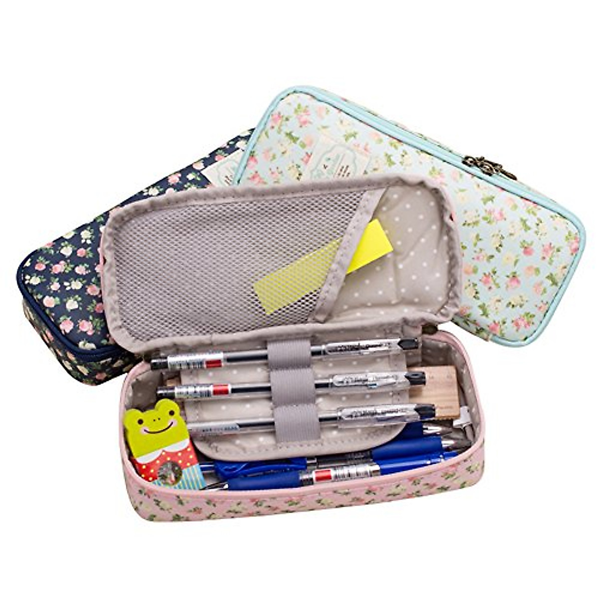 Cute Pencil Case Large Capacity Floral Pencil Pouch Stationery Organizer Multifunctional Cosmetic Makeup Bag Holder for Pencils Pens (Style-02)