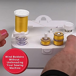 SINGER | Bobbin Winder For Sewing Machines - For Class 15 and 15J Bobbins - Simple & Portable - Battery Powered With Included Power Adapter , White