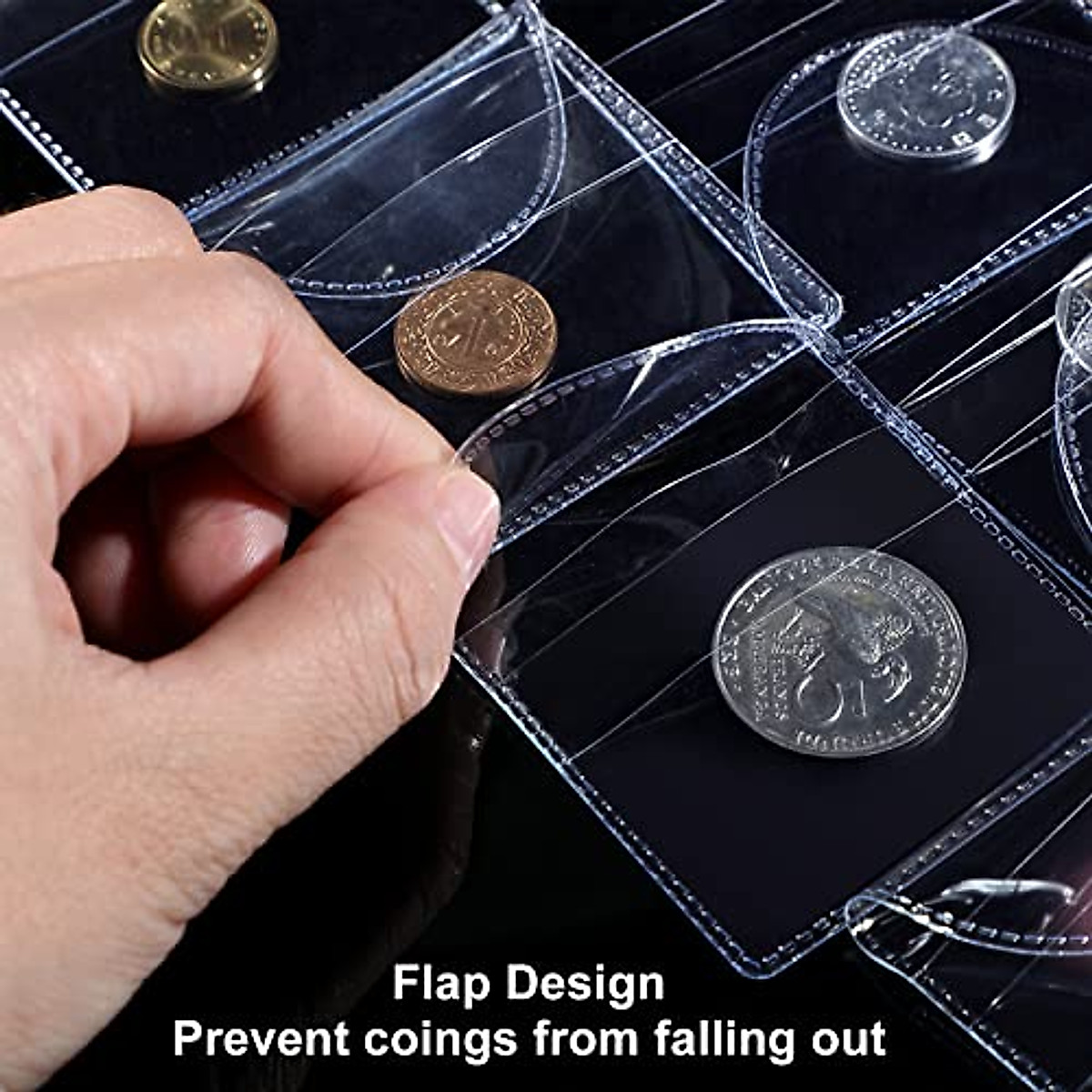 50 Pcs Single Pocket Coin Sleeves Collectors Individual Clear Plastic Sleeves Holders Small Coin Holders Plastic Coin Pouch Single Coin Protector for Coins Jewelry and Small Items Storage (2.2 Inches)
