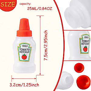RAYNAG 6 Pack Mini Ketchup Bottles 25ml Mustard Squeeze Bottle Portable Condiment Containers Refillable Honey Sauce Salad Dressing Dispensers Jars for Kids Adults Lunch Bento Box BBQ Camping Travel