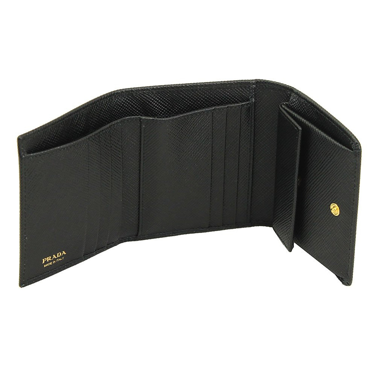 Prada Black Saffiano Leather Tri-fold Wallet 1MH176 Nero