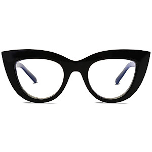 SOJOS Blue Light Blocking Glasses Retro Vintage Cateye Eyeglasses for Women Plastic Frame Hipster Party SJ5025 with Black Frame/Anti-Blue light Lens