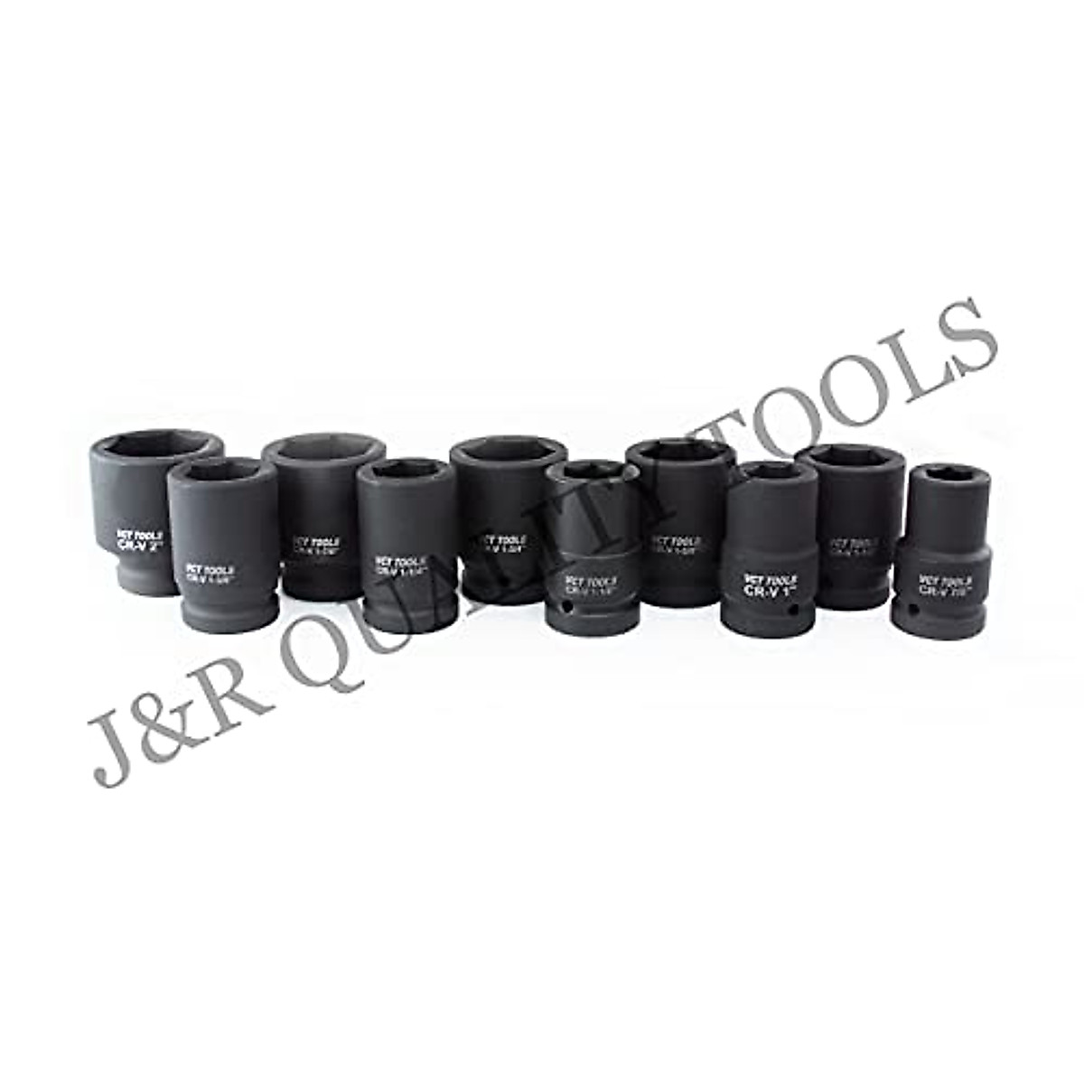 VCT 1" Drive Deep Impact Socket Set, SAE, CrV, 6-Point, 7/8" - 2", 10-Sockets