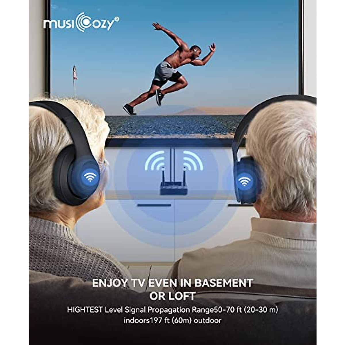 MUSICOZY Bluetooth 5.2 Transmitter Receiver for TV/BT Headphones, Wireless Bluetooth Receiver Audio Adapter for Home Stereo/Speakers/Headphones/MP3, Stereo Receivers, Built in Battery Audio Adapter