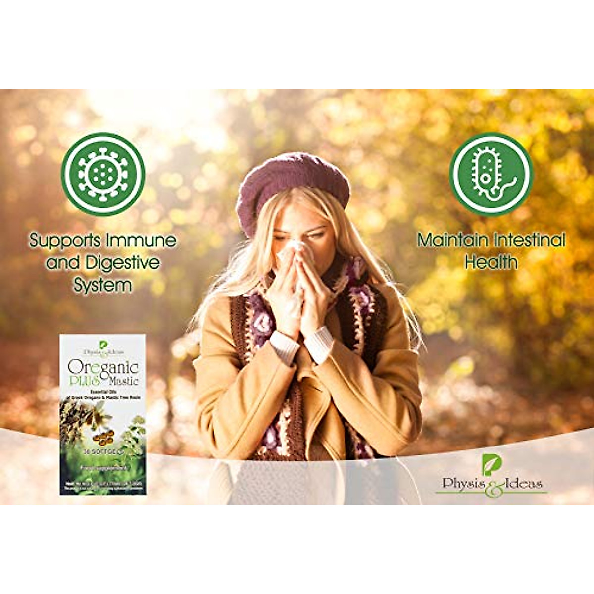 Oreganic Plus Mastic – Organic Wild Oregano Oil Capsules & Mastic Gum Oil – Immune Defense, Intestinal Support, Stomach Relief, Gut Restore, Kids Immune Support – 30 Pack