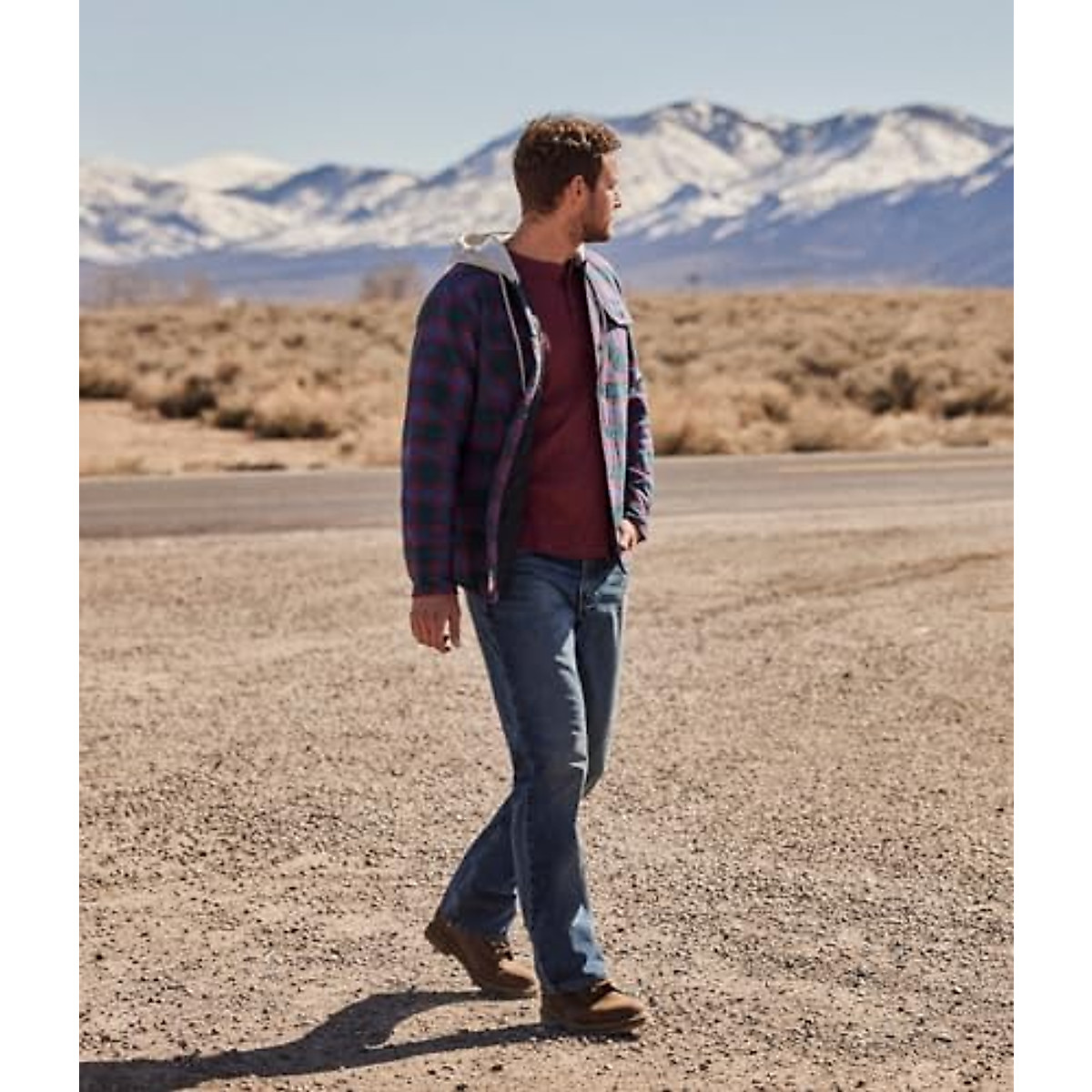 Wrangler Authentics Men's Long Sleeve Waffle Henley, Caviar, Large