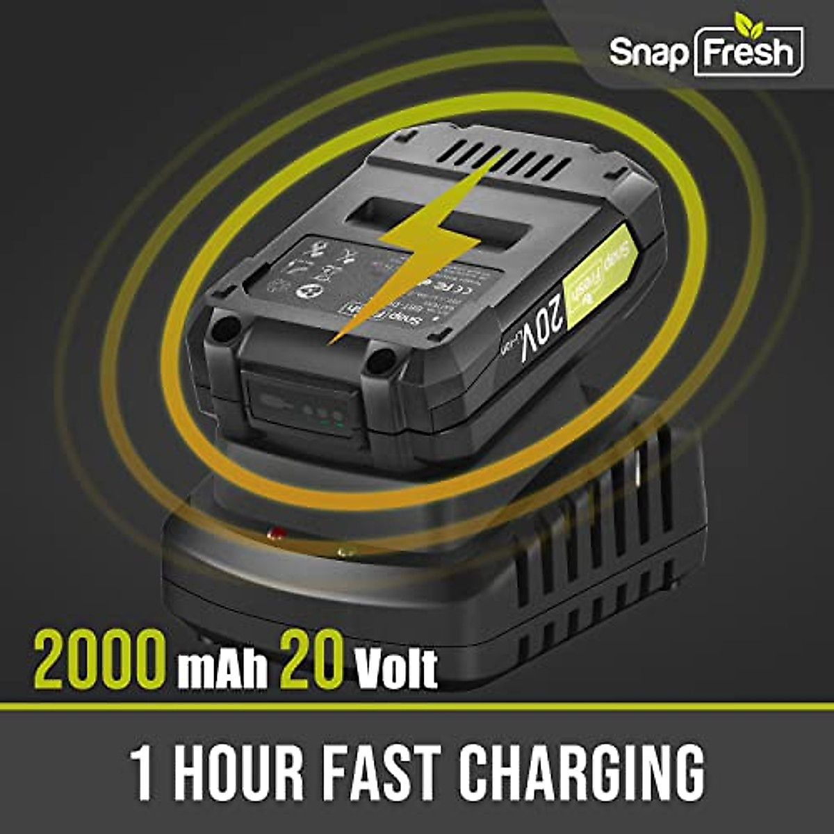 SnapFresh 20V 1/2" Brushless Impact Wrench Kit with 335ft-lbs Torque Max, 2300 RPM Variable Speed, 2.0Ah Li-ion Battery&1h Fast Charger, 4 Pcs Sockets