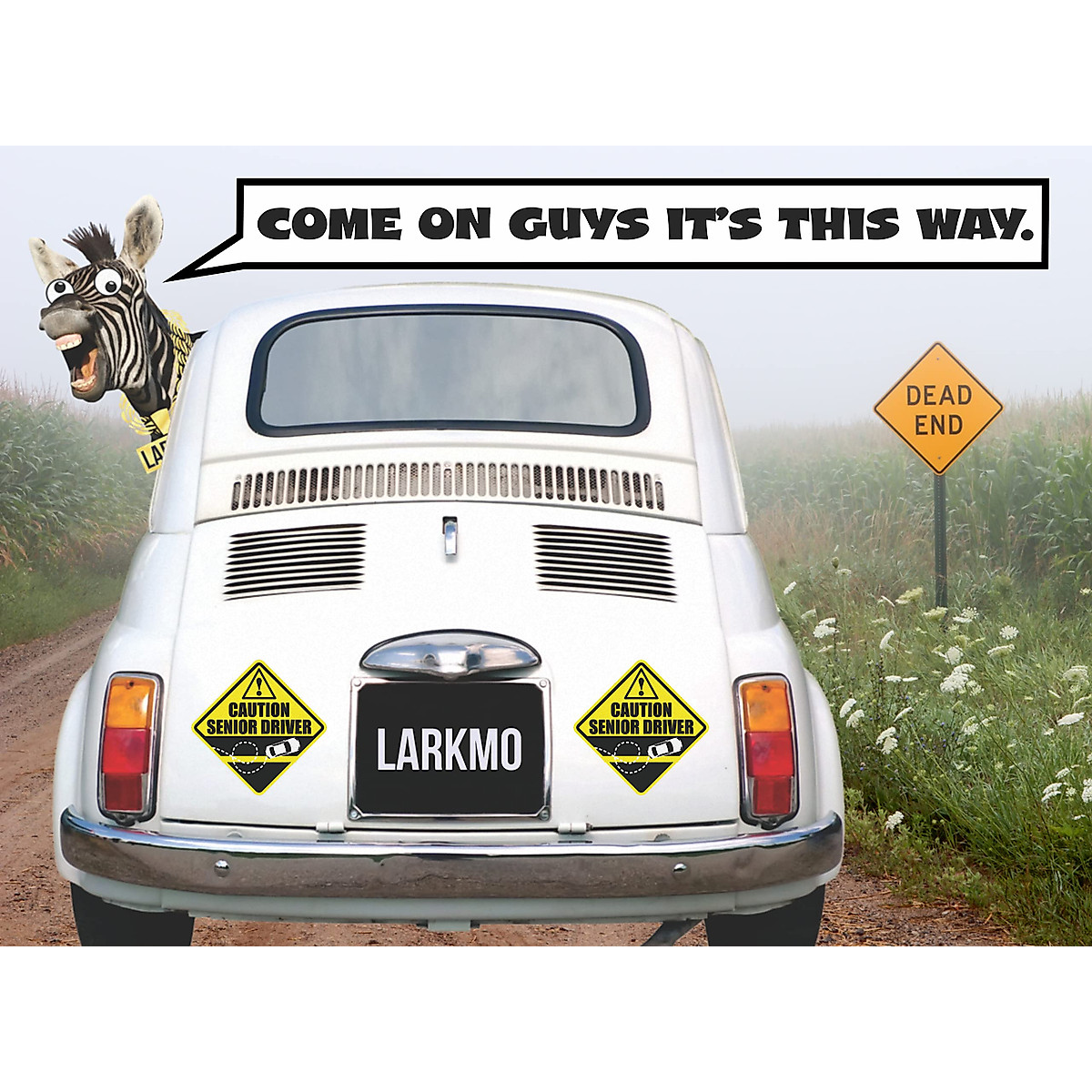 2 Funny Prank Caution Senior Driver Car Magnet Sign Gag Gifts for Elderly Women, Men, New Drivers & Student Drivers, Great Joke Gift for Over 40 & 50 Year Old People & Other UFO Driving Life Forms