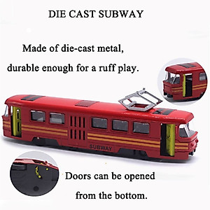 OTONOPI Toy Train Set Subway Bullet Train High Speed Locomotive Engine Die Cast Model Car for Kids Pack of 4