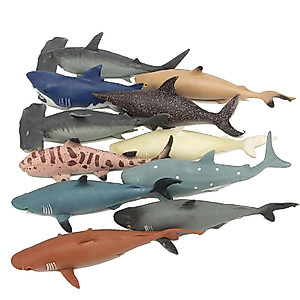 10 Pack Shark Toys,8" Soft and Stretchy Realistic Shark Toy Set,Floating Bathtub Toys and Birthday Party Favors for Boys Girls Kids